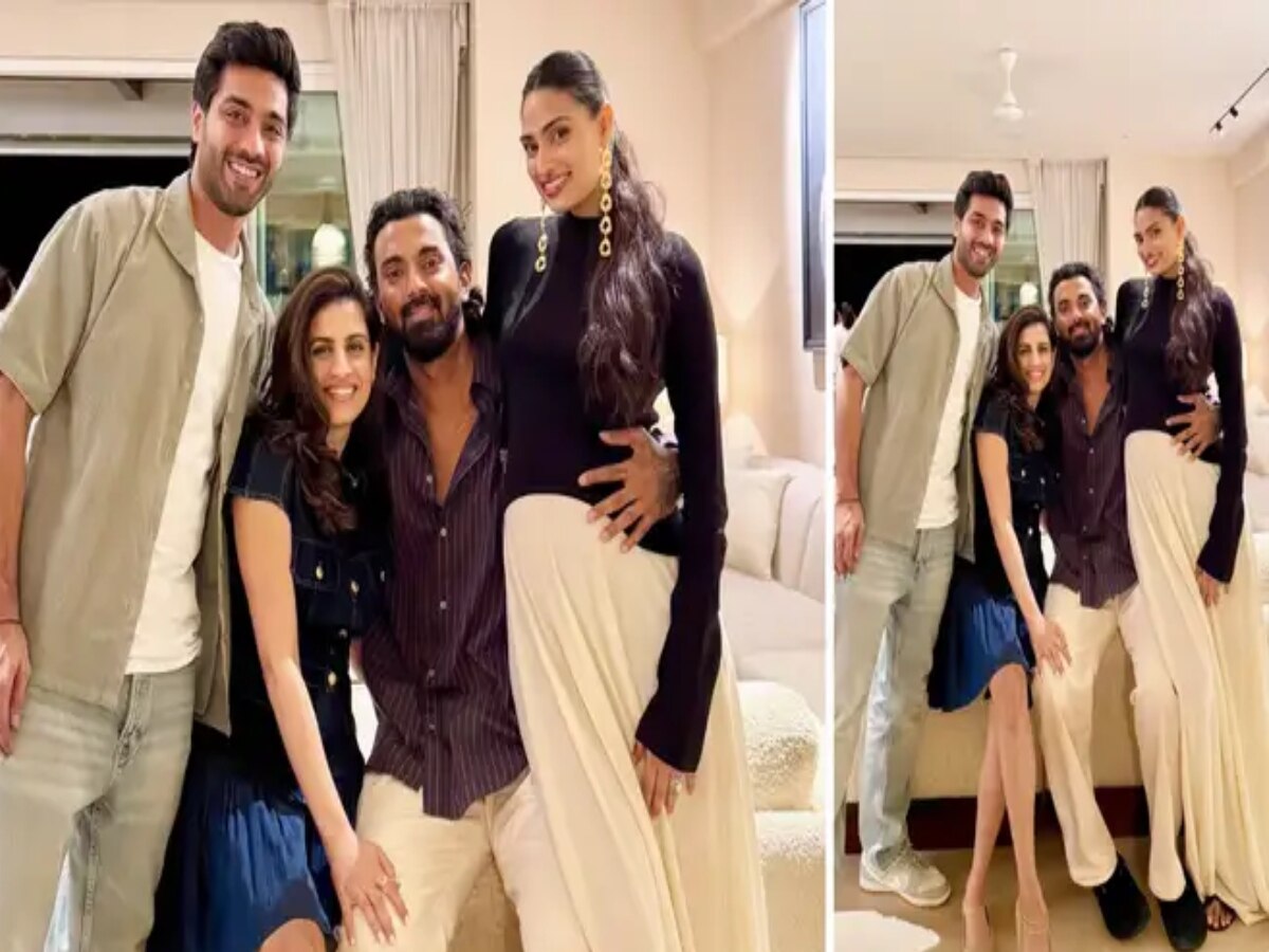 Athiya Shetty flaunts baby bump in black and white dress suniel Shetty ...