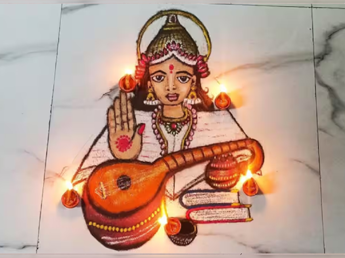 basant panchami 2025 these are simple rangoli designs Saraswati Puja ...