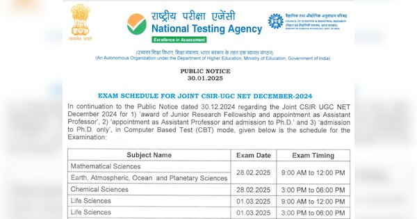 CSIR UGC NET December 2024 Exam schedule out at csirnet nta ac in check details | CSIR UGC NET ...