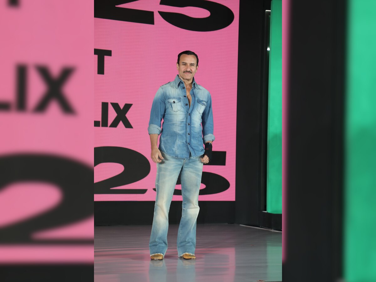 54 year old Saif Ali Khan first public appearance after stabbing denim shirt jeans mushtaq Jewel ...