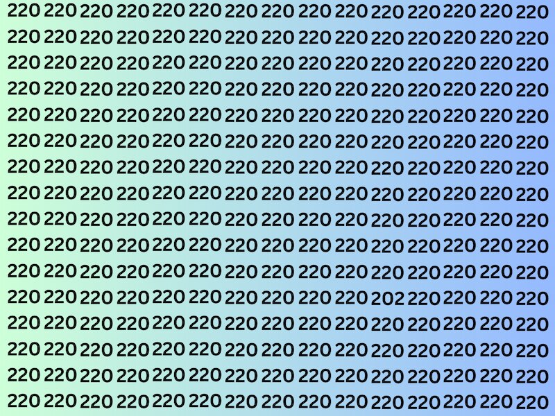 Optical Illusion eye test Find The number 202 in between 220 brain ...