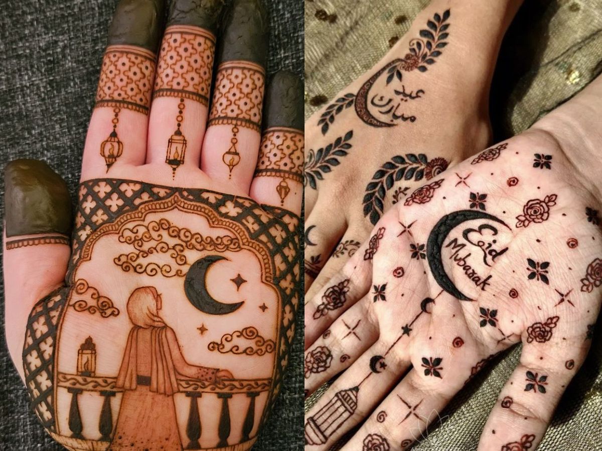 Eid 2025 apply Chand design Mehndi on hand instead of Arabic Mehndi see ...