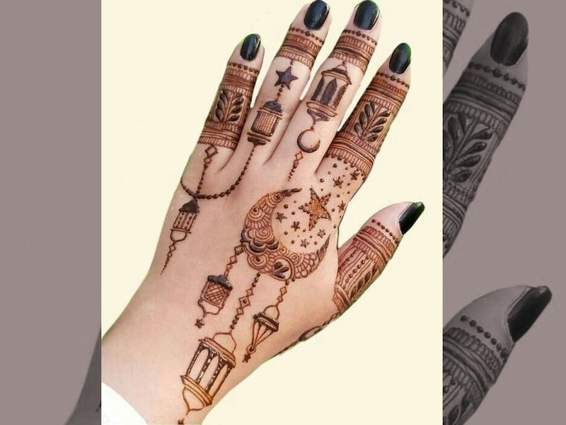 Eid 2025 apply Chand design Mehndi on hand instead of Arabic Mehndi see ...