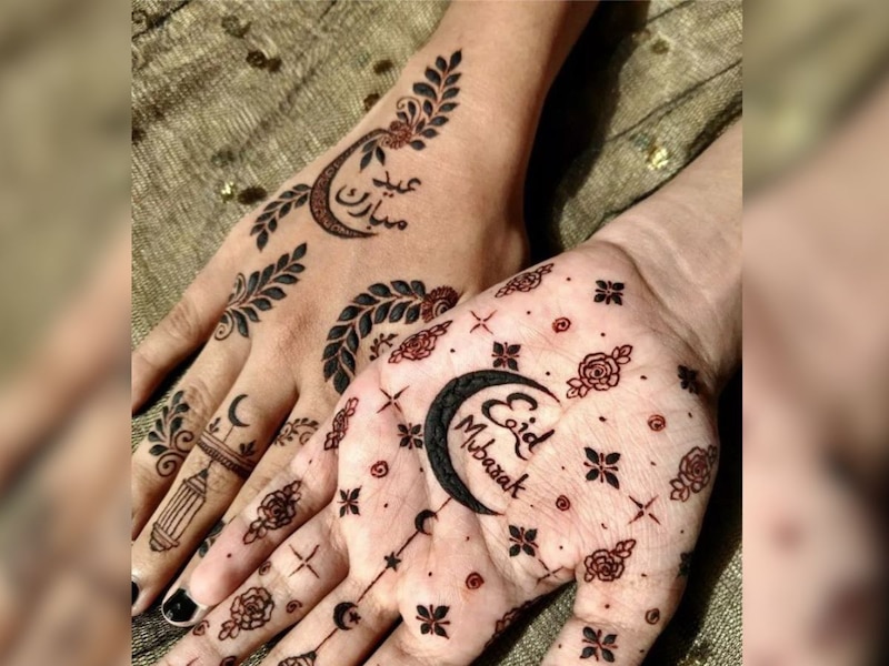 Eid 2025 apply Chand design Mehndi on hand instead of Arabic Mehndi see ...