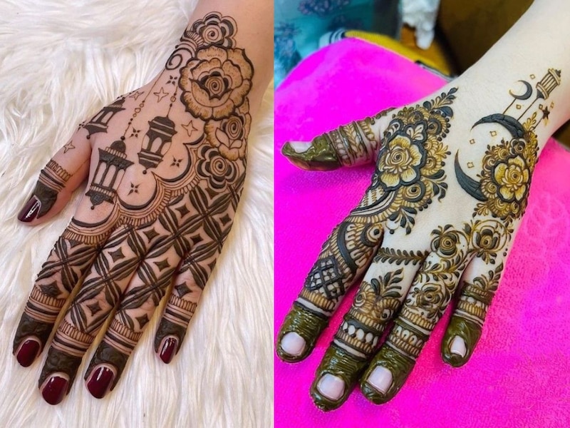 Eid 2025 apply Chand design Mehndi on hand instead of Arabic Mehndi see ...