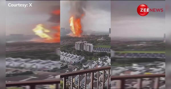 Massive fire due to pipeline explosion in Malaysia flames were seen in ...