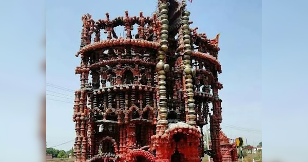 durg 55 feet high kalash temple stands without stone and brick ...