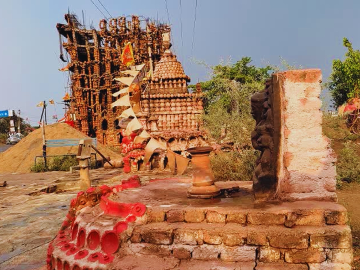 durg 55 feet high kalash temple stands without stone and brick ...