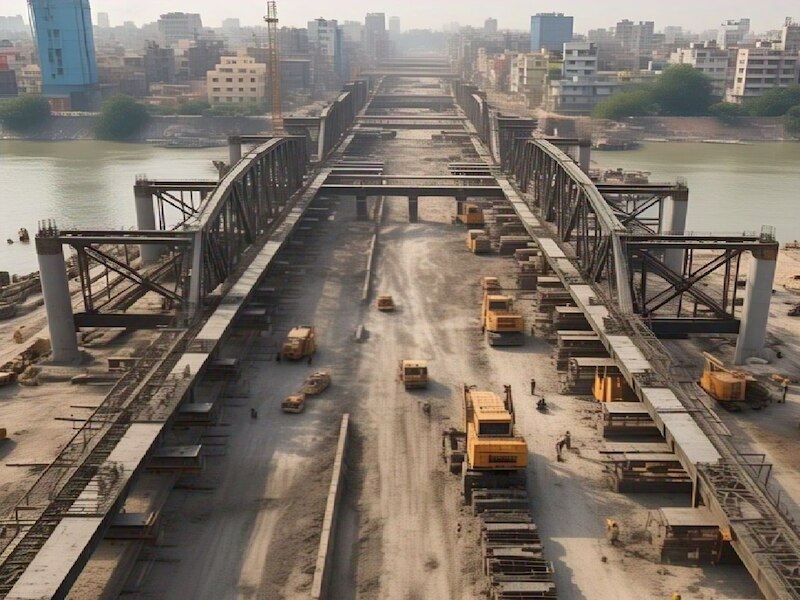 country widest rail road bridge to built on River ganga Varanasi Uttar ...