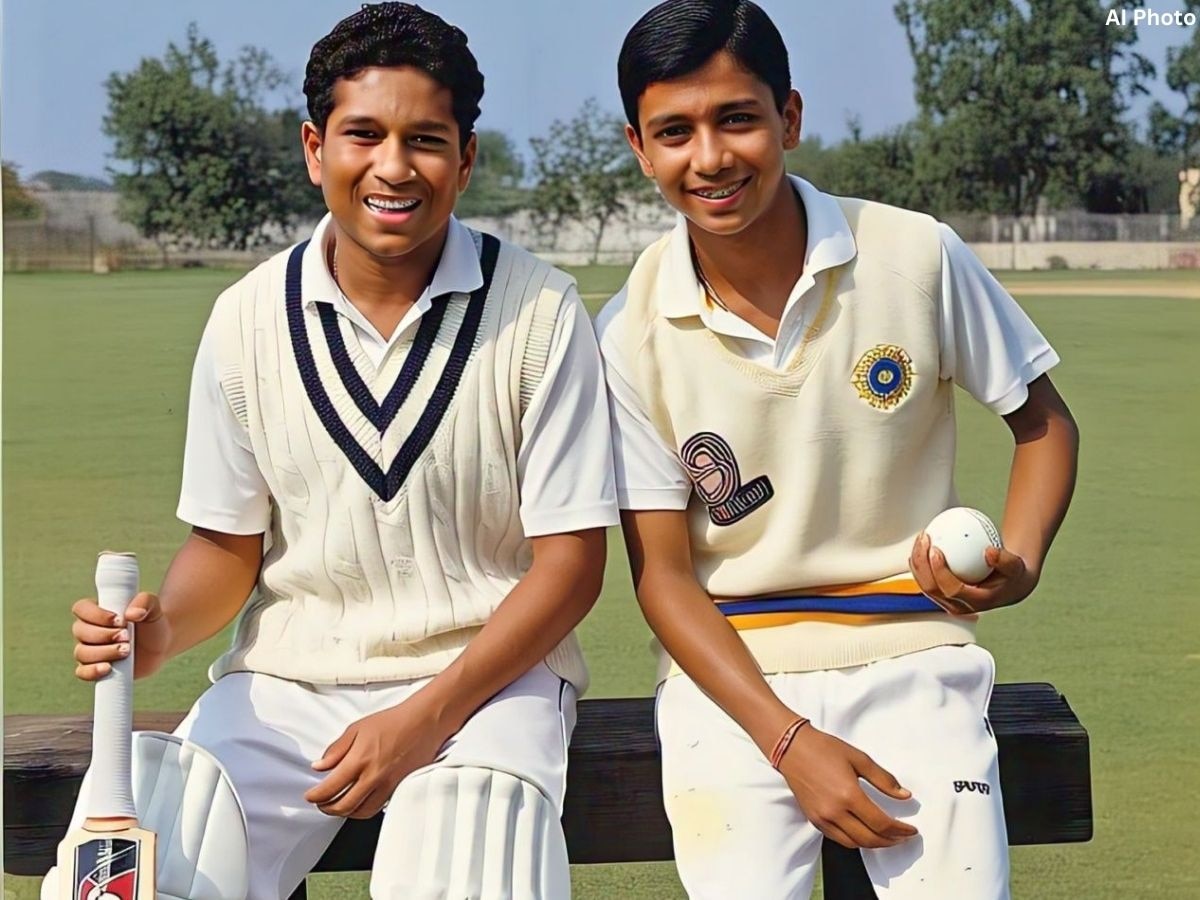 Vaibhav suryavanshi Sachin Tendulkar ai pictures playing cricket ipl in young age | असंभव! वैभव ...