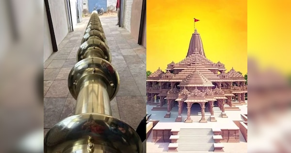 extremely huge ayodhya ram mandir 42 feet high 5500 kg heavy flag pole ...