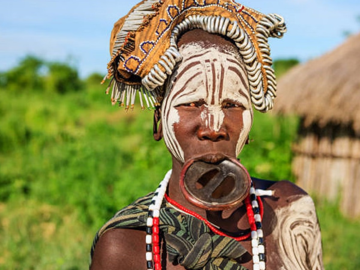 Ethiopia Mursi tribe Women in wear lip plates on their lower lips know ...