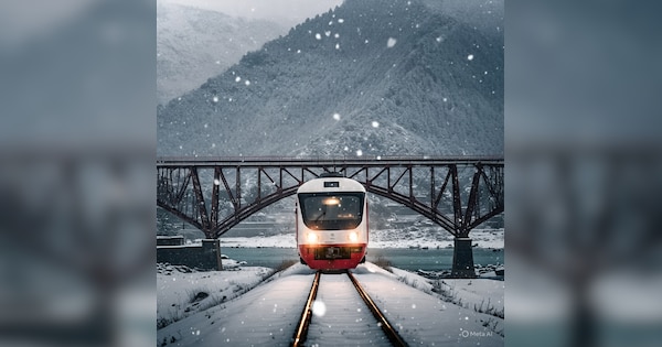 Chenab Bridge Story AI PHOTOS | snowfall on Chenab Bridge | Cost of ...