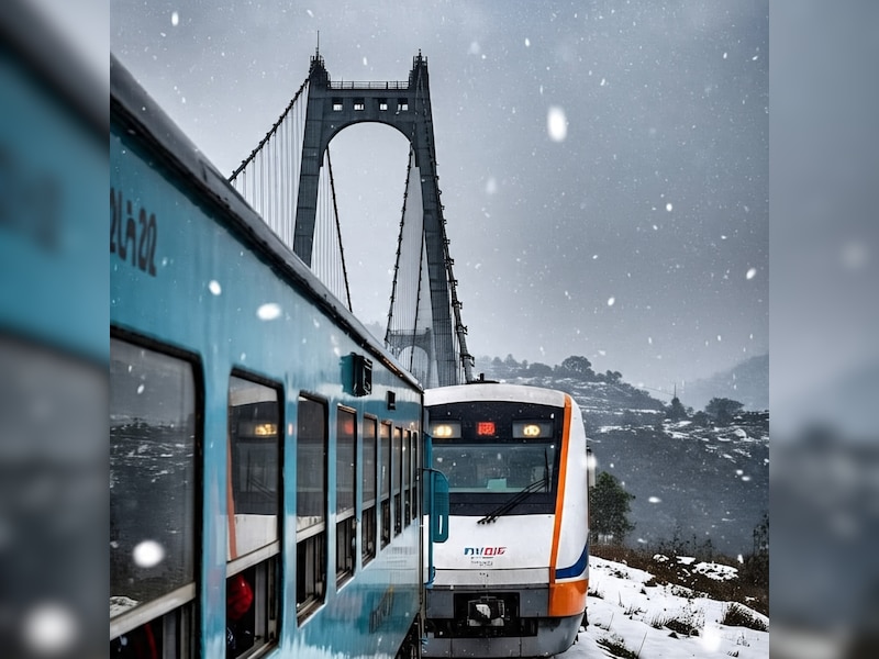 Chenab Bridge Story AI PHOTOS | snowfall on Chenab Bridge | Cost of ...