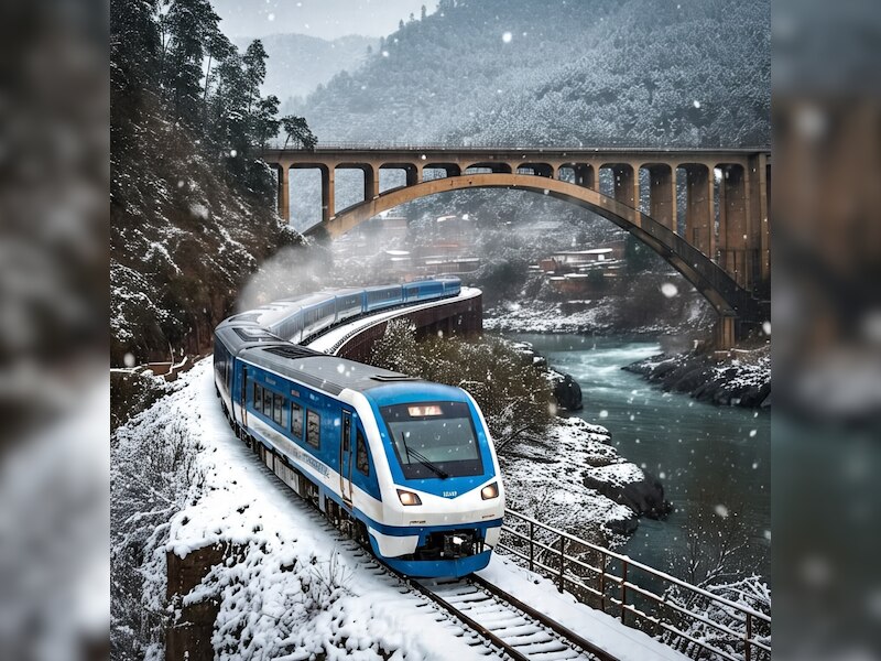 Chenab Bridge Story AI PHOTOS | snowfall on Chenab Bridge | Cost of ...