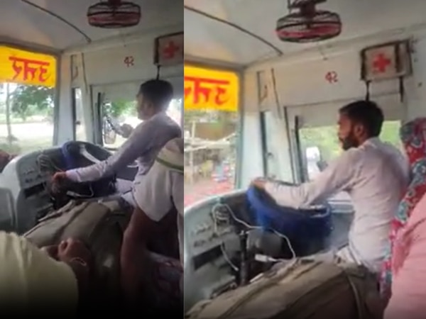 Barabanki Driver chatting during driving bus 45 passengers life in risk ...