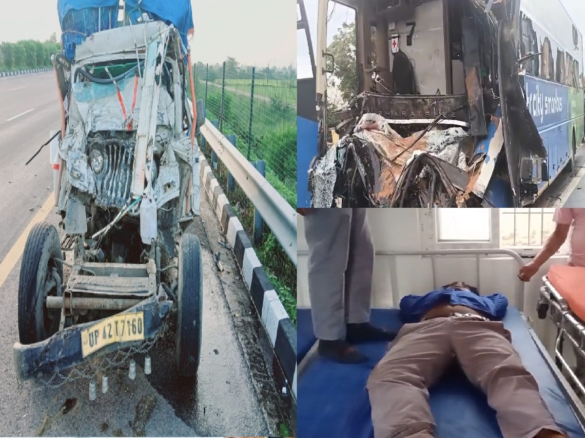 UP Accidents bus truck collision on yamuna Expressway aligarh one died ...