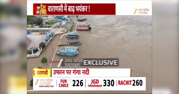 Varanasi ganga flood birds eye view shot from drone camera 84 ghats ...
