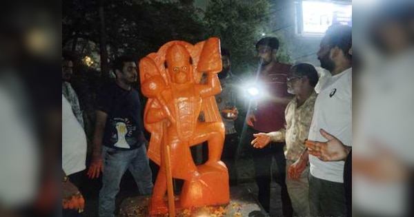 wonderful old and huge Hanuman statue found during excavation before ...