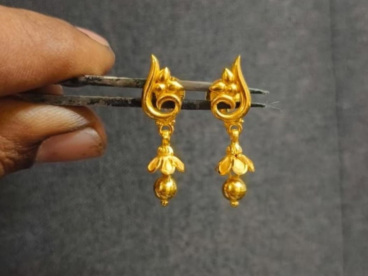 latest mini gold jhumki designs trending gold earrings light weight | 2 ...