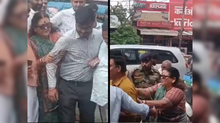 kanpur mayor pramila pandey pushed metro offficers in mud water logging ...