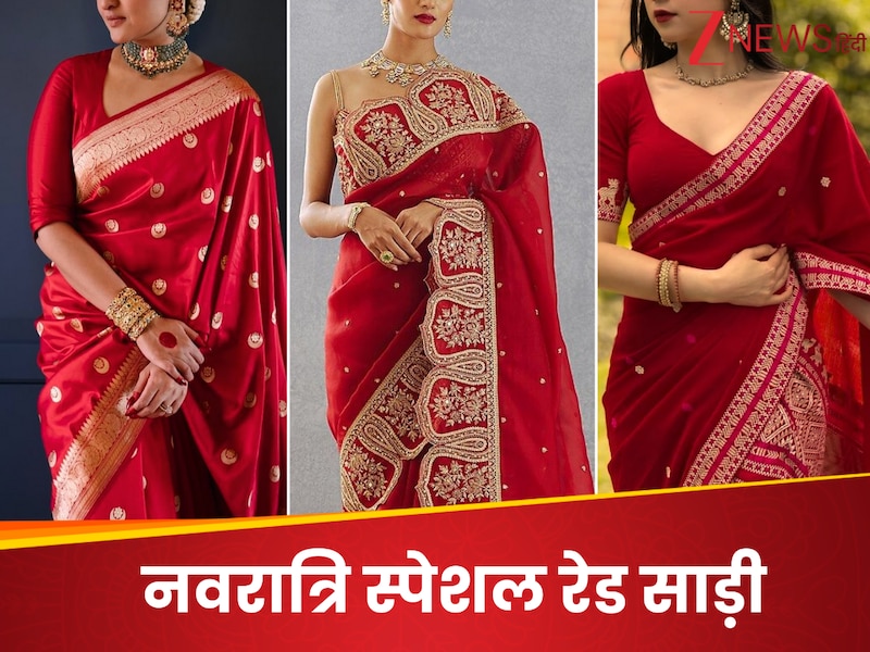 latest red saree designs for navratri 2025 trending saree ideas festive ...