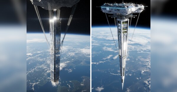 Analemma tower worlds first space hanging skyscraper design by clouds ...
