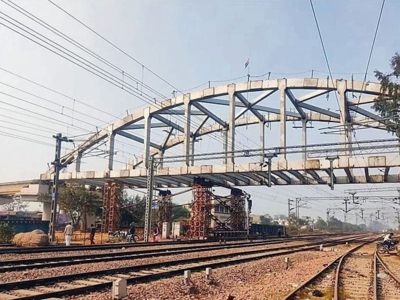 new 2 lanes railway over bridge construction in gorakhnath area picked ...