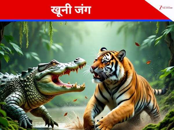Tiger Aur Magarmachh Ki Ladai Ka Video | Tiger subdued crocodile in ...
