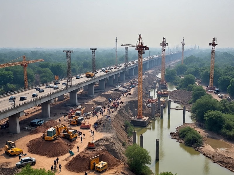 NHAI being constructed 4200 metre long bridge over Saryu River at Majha ...