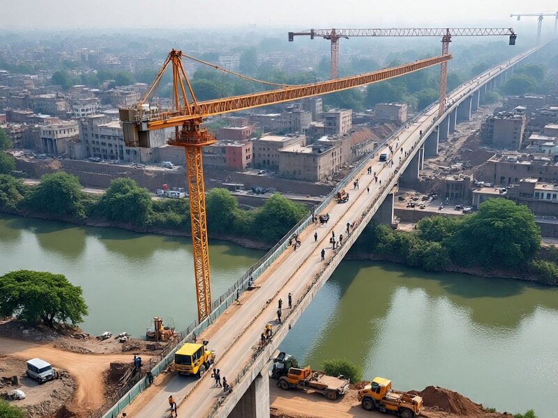 NHAI being constructed 4200 metre long bridge over Saryu River at Majha ...