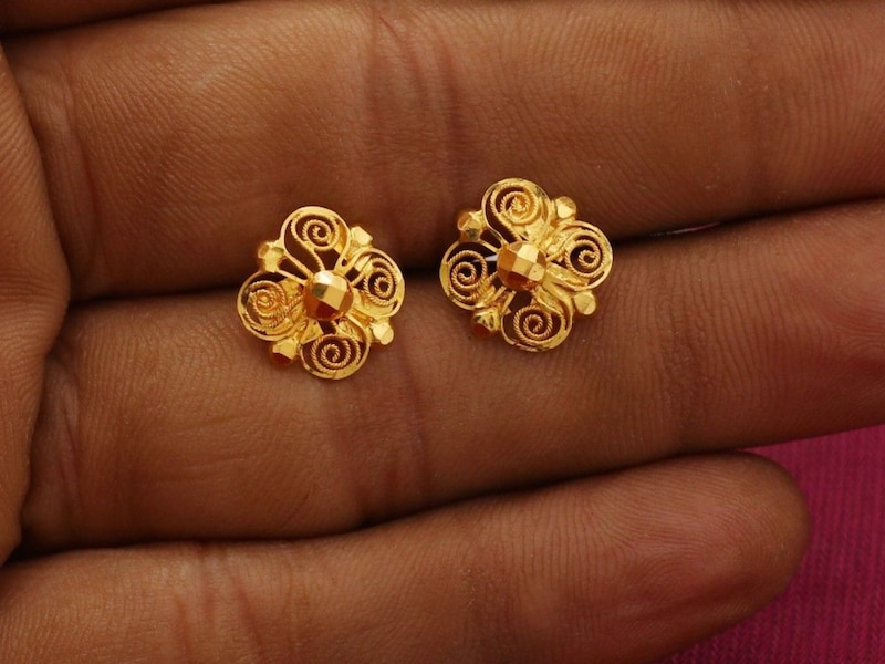 latest gold earrings office wear trending light weight gold earrings ...