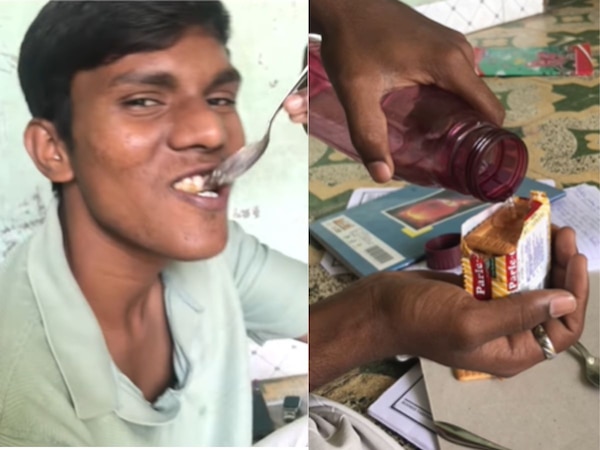 New trick unlocked Man eats biscuits with spoon viral video on social ...