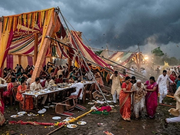 shocking shadi me aandhi tufan ka viral video wedding tent collapse due ...