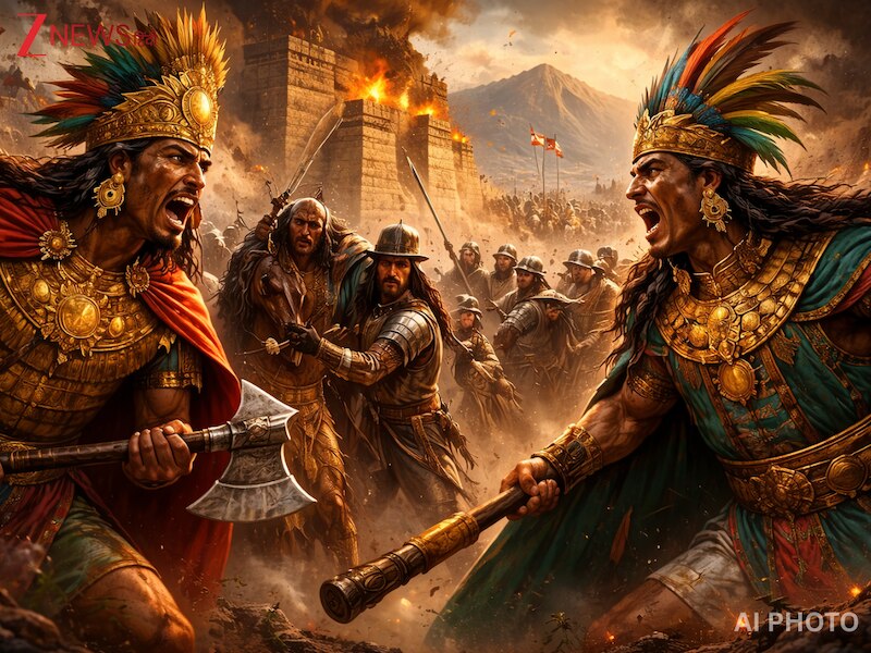 History of inca empire fall 1532 spanish conquest atahualpa vs huascar ...