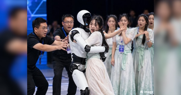 humanoid robot hugs student at china university event viral video ...