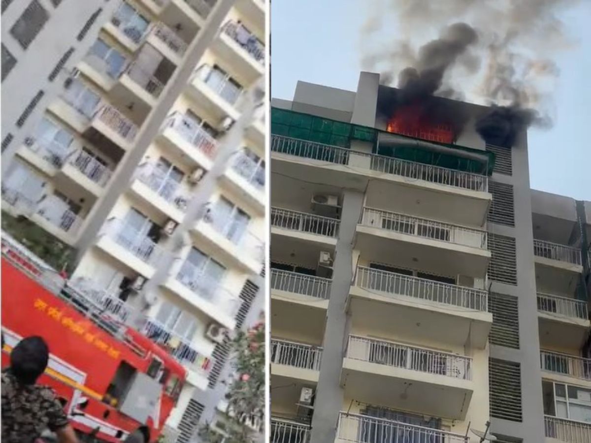 14th floor of high rise building caught fire in ghaziabad indirapuram ...