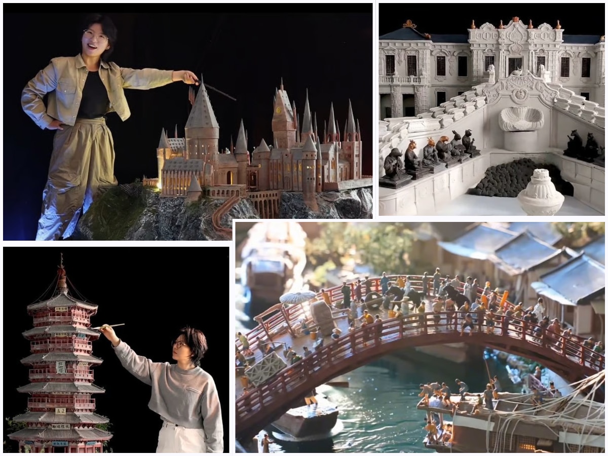 china woman uses 60kg chocolate ancient painting replica 3D model viral ...