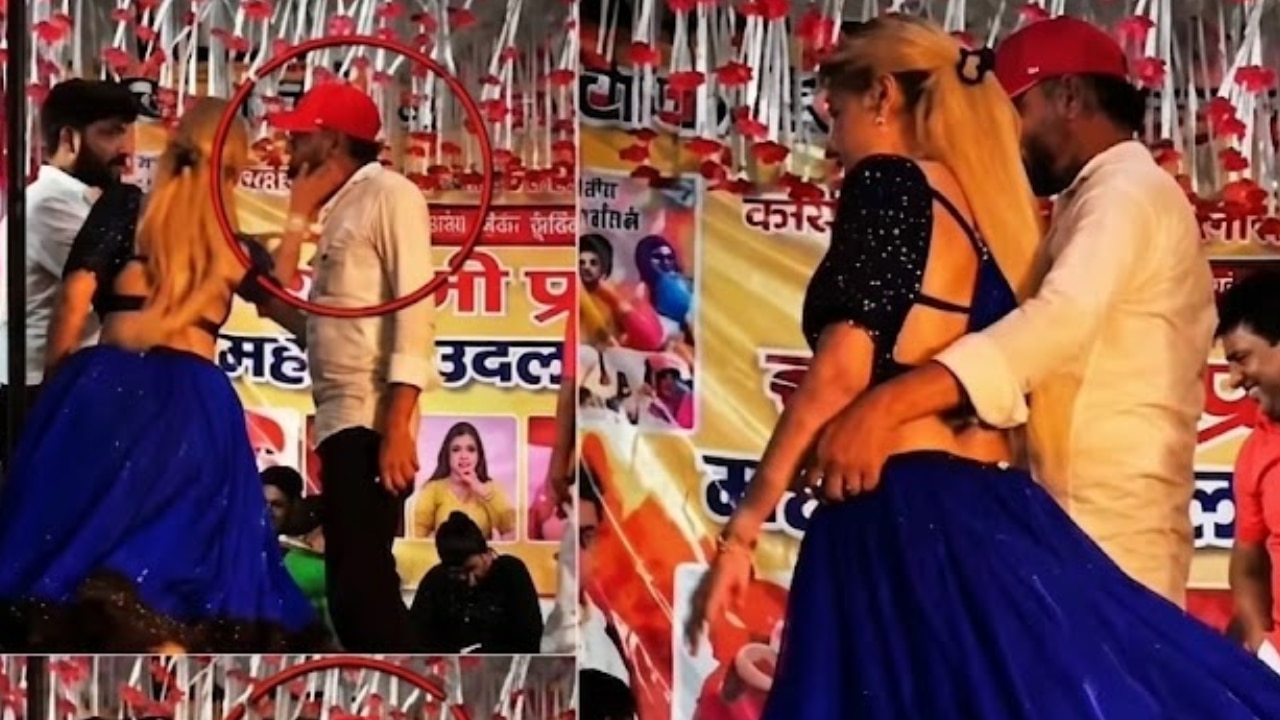 dimple chaudhary slaps youth after misbehavior on stage hathras video ...