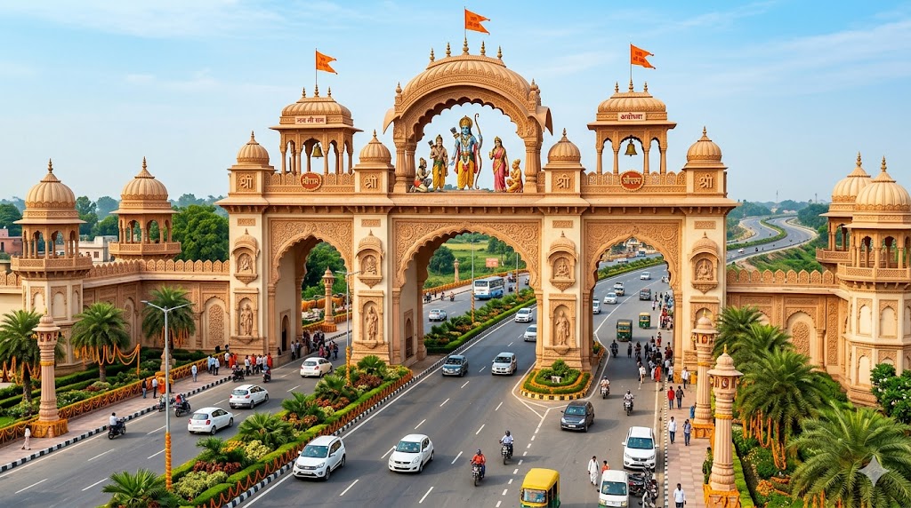 grand gate complex built at ayodhya lucknow road for welcome of ram ...