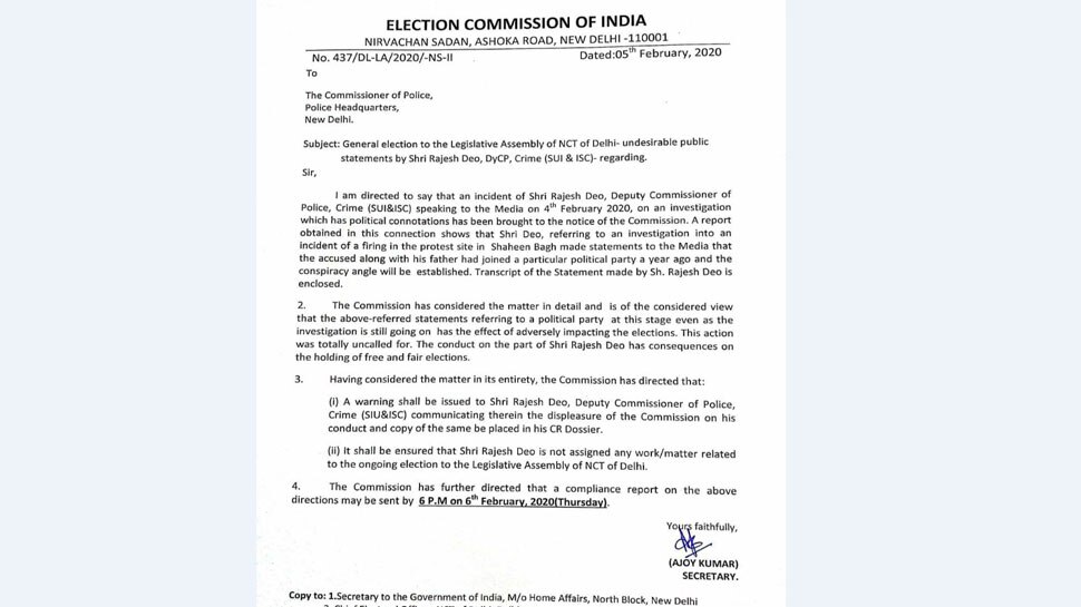 EC directs Delhi Police not to assign DCP Rajesh Deo any election ...