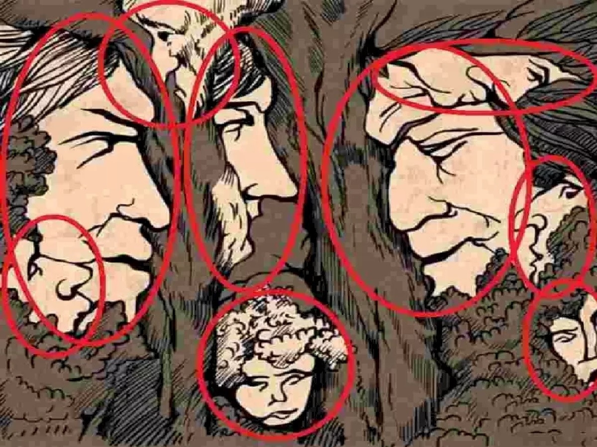 multiple face optical illusion can you find hidden 9 faces in viral ...